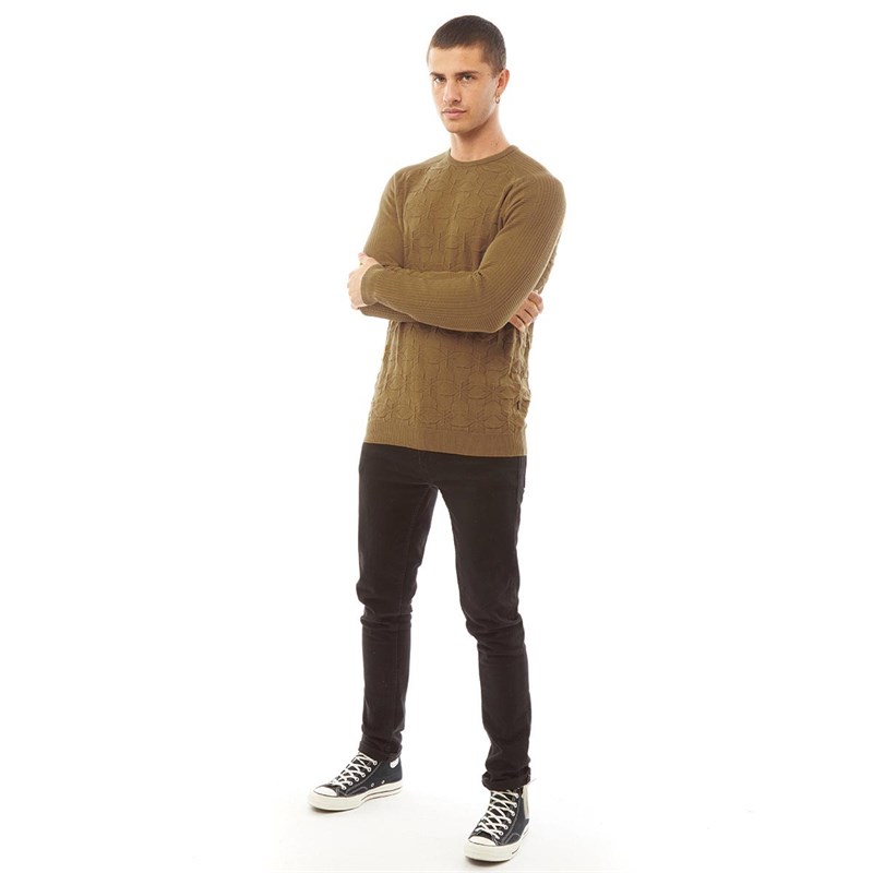 Buy 883 Police Mens Nevio Crew Neck Jumper Bronze
