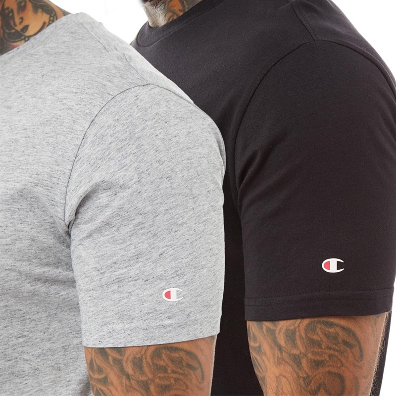 Buy Champion Mens Two Pack Crew Neck T-Shirts Grey/Black
