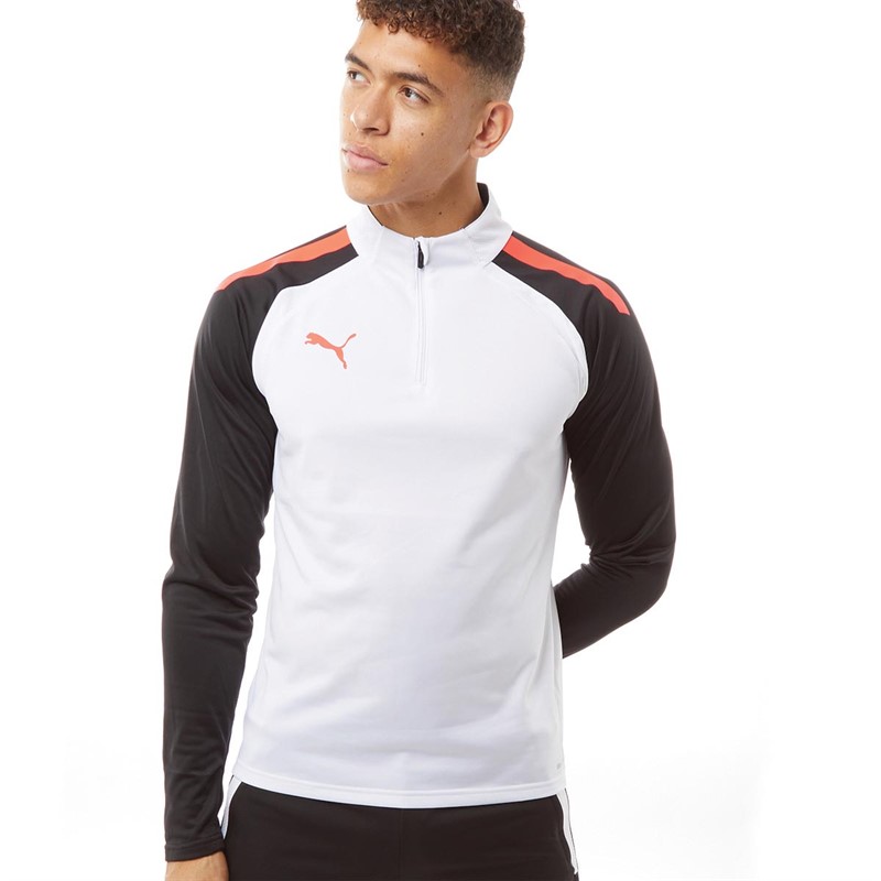Buy Puma Mens Teamliga 1/4 Zip Top White/Red