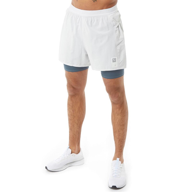 Buy Puma Mens First Mile Drycell 5 Inch 2 In 1 Running Shorts Grey/Grey