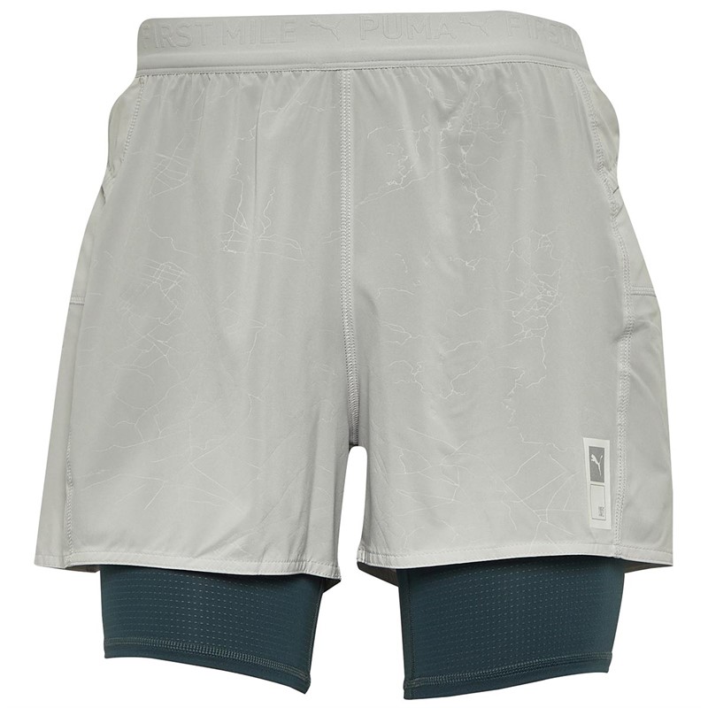 Buy Puma Mens First Mile Drycell 5 Inch 2 In 1 Running Shorts Grey/Grey