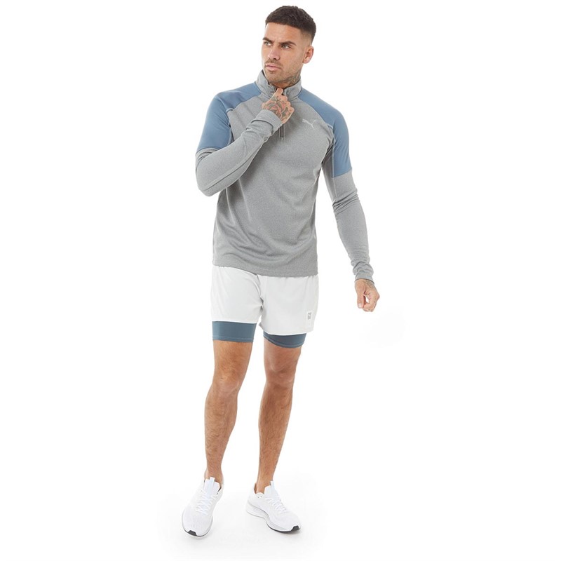Buy Puma Mens First Mile Drycell 5 Inch 2 In 1 Running Shorts Grey/Grey