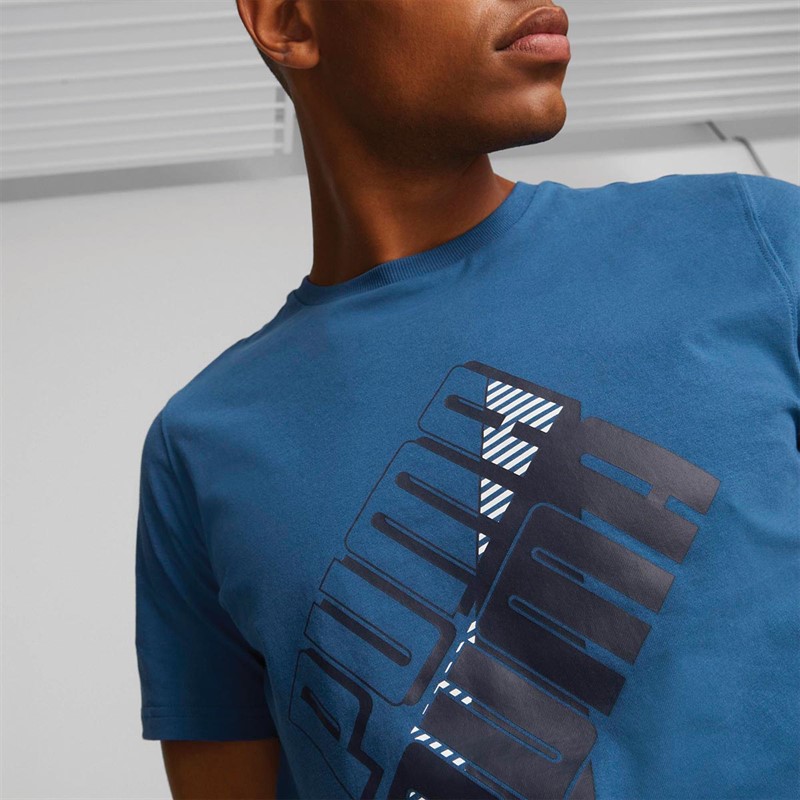 Puma Herren Power Logo T-Shirts Blau