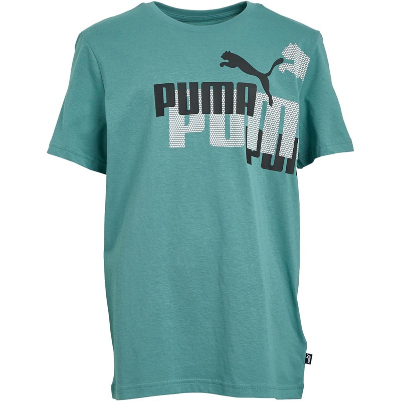 Buy Puma Junior Boys Essentials+ Logo Power T-Shirt Adriatic