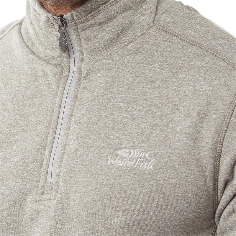 Buy Weird Fish Mens Dansley Recycled 1/4 Zip Marled Fleece Frost Grey