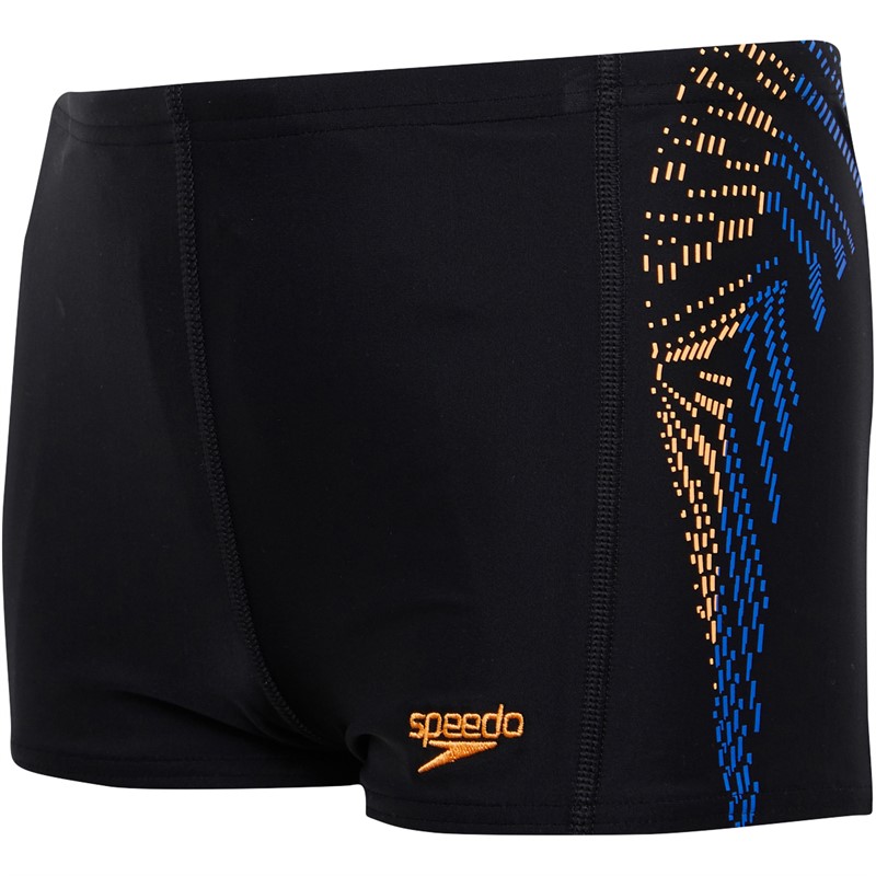 Buy Speedo Junior Boys Placement Logo Aquashort Black/Orange