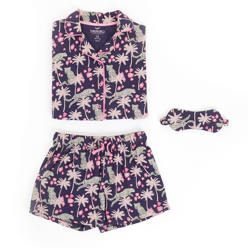 Buy Threadgirls Girls Longford Pyjama And Eye Mask Set Navy