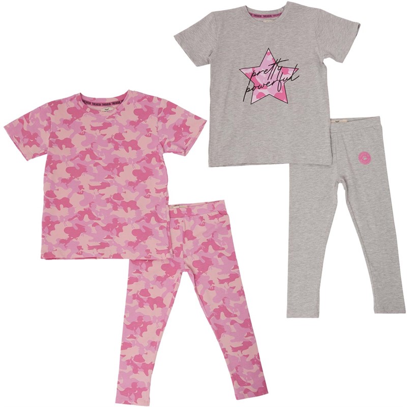Buy Threadgirls Girls Rezzy T-Shirt And Leggings Sets Grey Marl/Pink