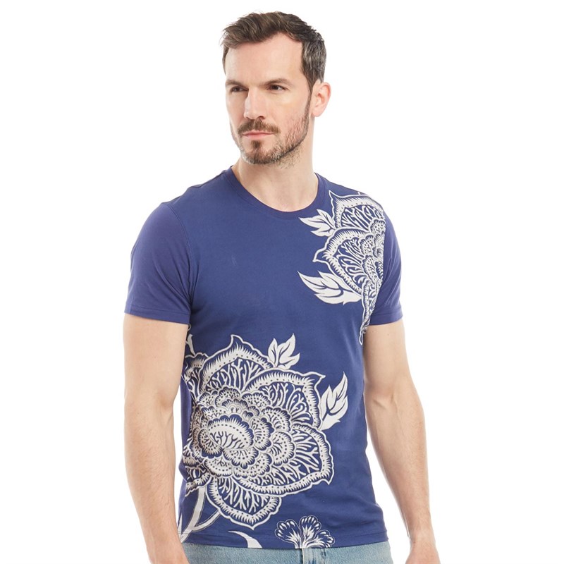 Buy Ted Baker Mens Arko Floral Print Short Sleeve T-Shirt Blue