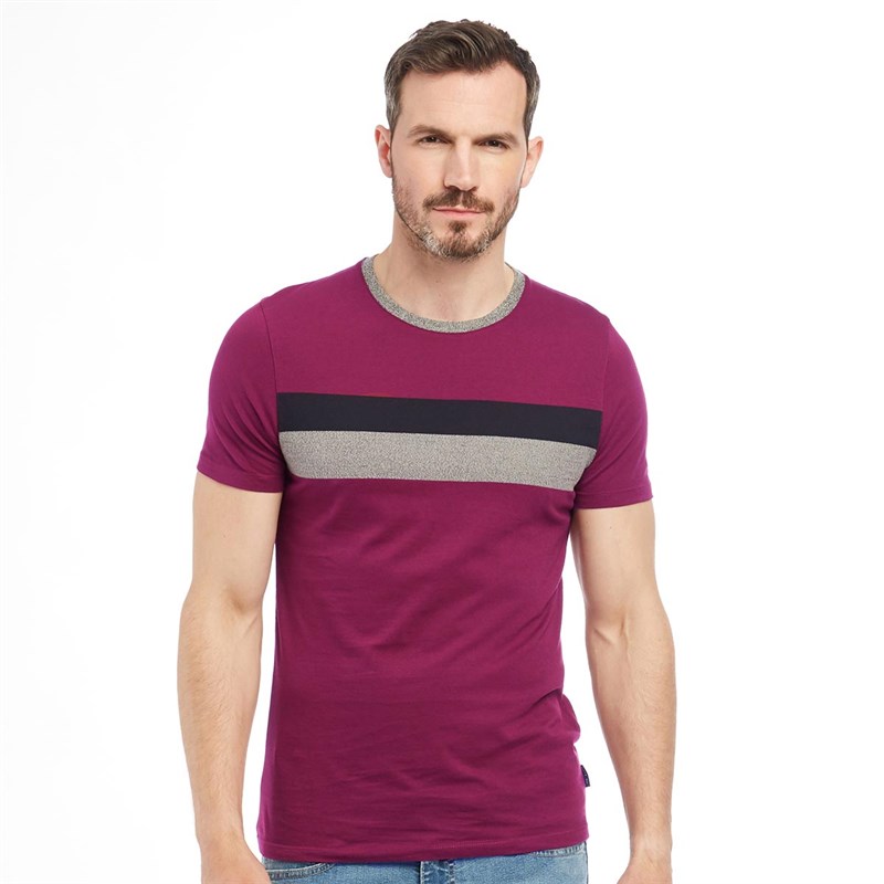 Buy Ted Baker Mens Arther Colour Block Short Sleeve T-Shirt Fuchsia