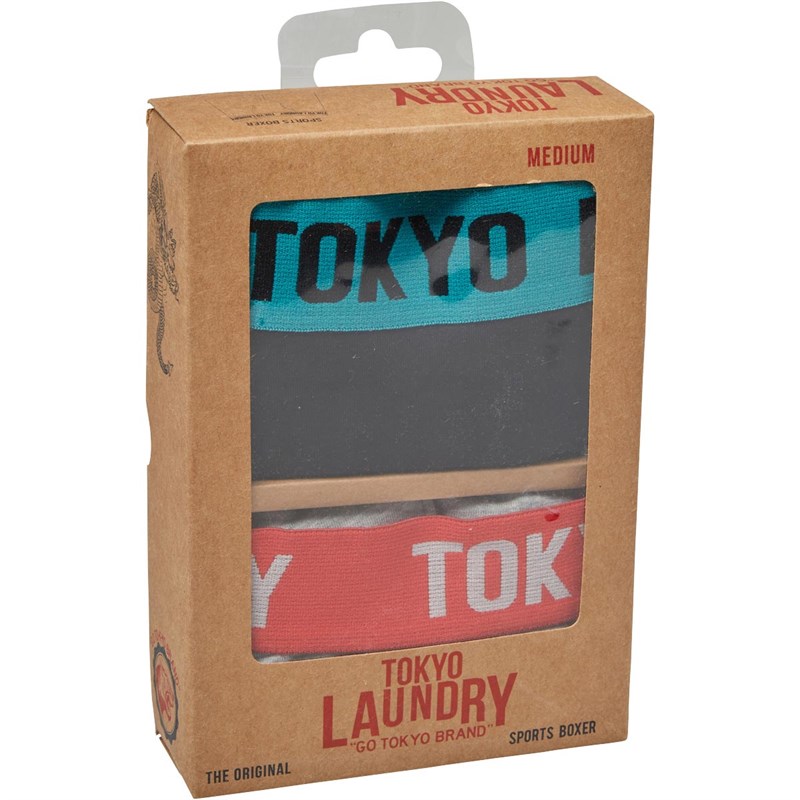 Buy Tokyo Laundry Mens Nevern 2 Two Pack Boxers River Green/High Risk Red