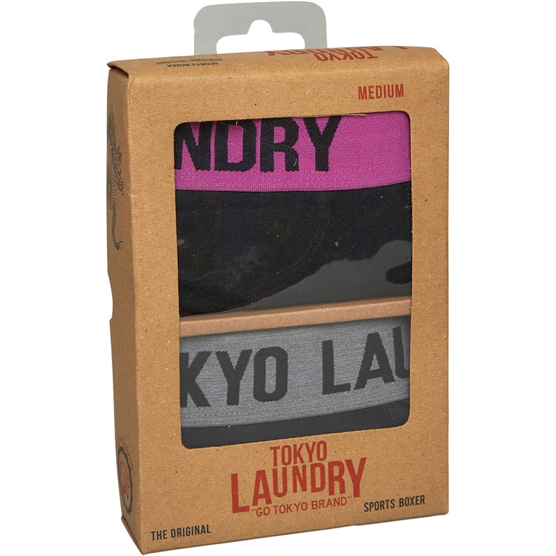 Buy Tokyo Laundry Mens Marthem Two Pack Boxers Raspberry/Mid Grey