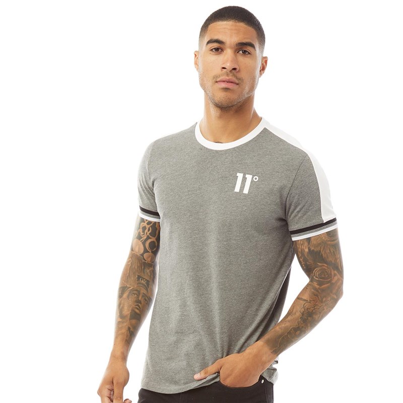 Buy 11 Degrees Mens Cut And Sew Panel Tipped Rib Ringer T-Shirt ...