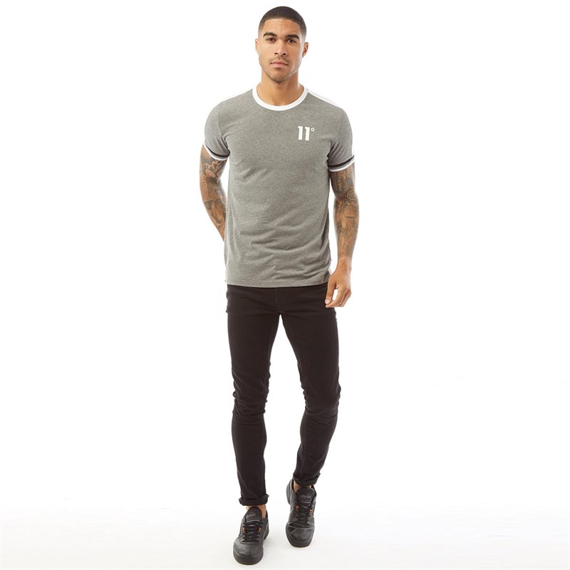 Buy 11 Degrees Mens Cut And Sew Panel Tipped Rib Ringer T-Shirt ...