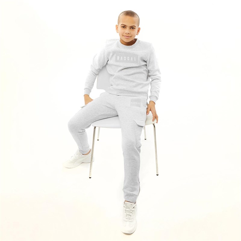 Buy RASCAL Boys Acrux Crew Sweatshirt Snow Marl/White