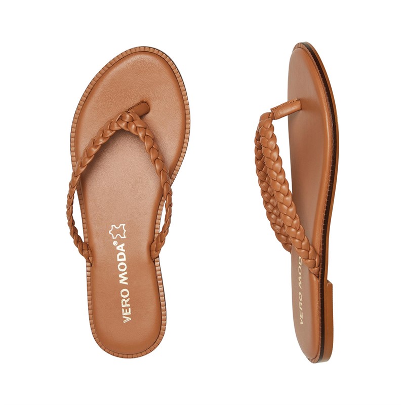 Buy Vero Moda Womens Cima Leather Sandals Cognac