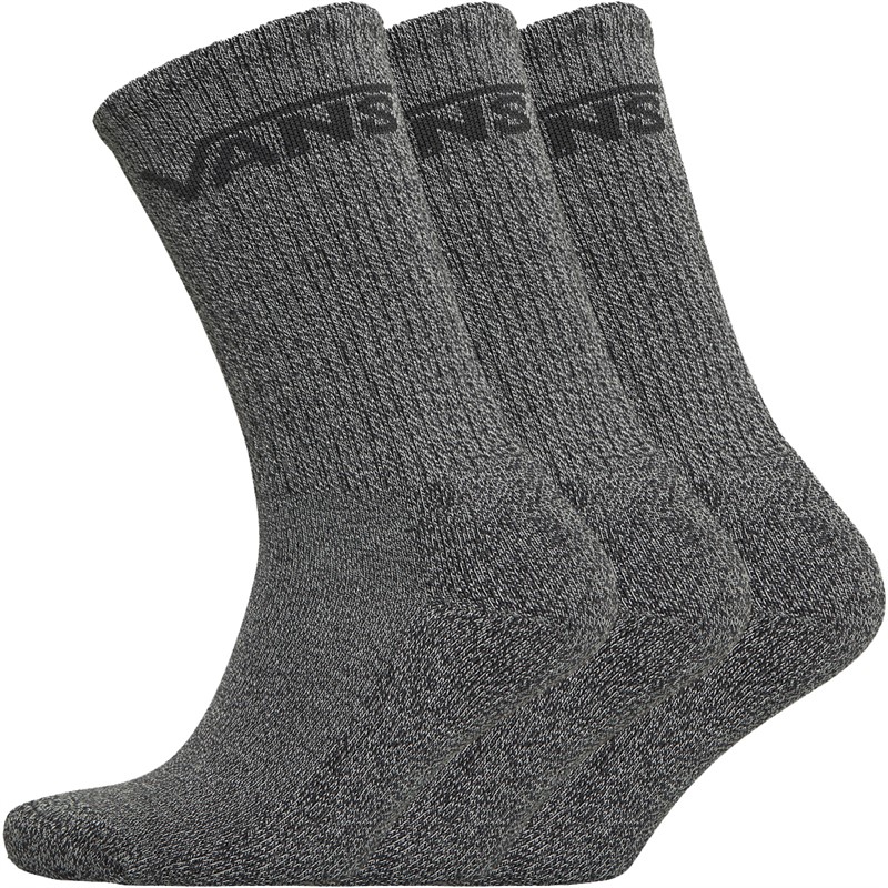 Buy Vans Mens Three Pack Classic Crew Socks Black Heather