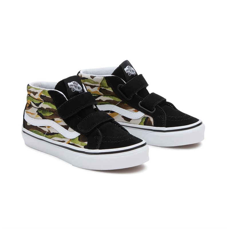 Buy Vans Boys Sk8-Mid Reissue Velcro Trainers Green/Multi