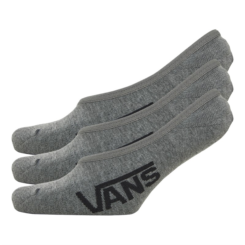 Buy Vans Mens Classic Super No Show Three Pack Socks Heather Grey