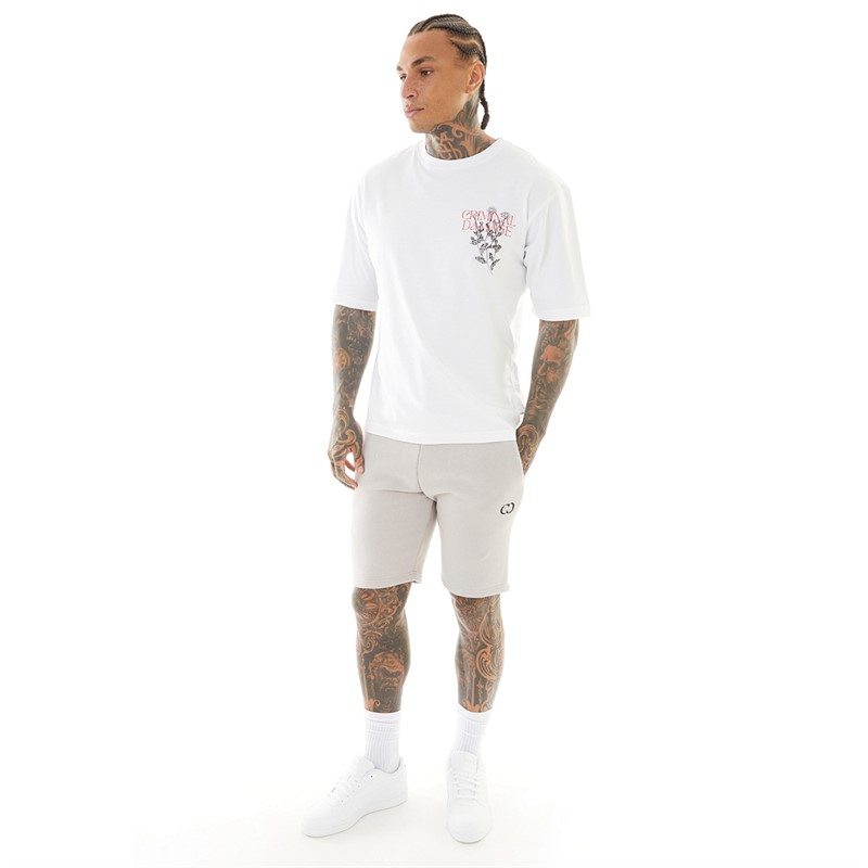 Buy Criminal Damage Mens Eco Fleece Shorts Light Grey