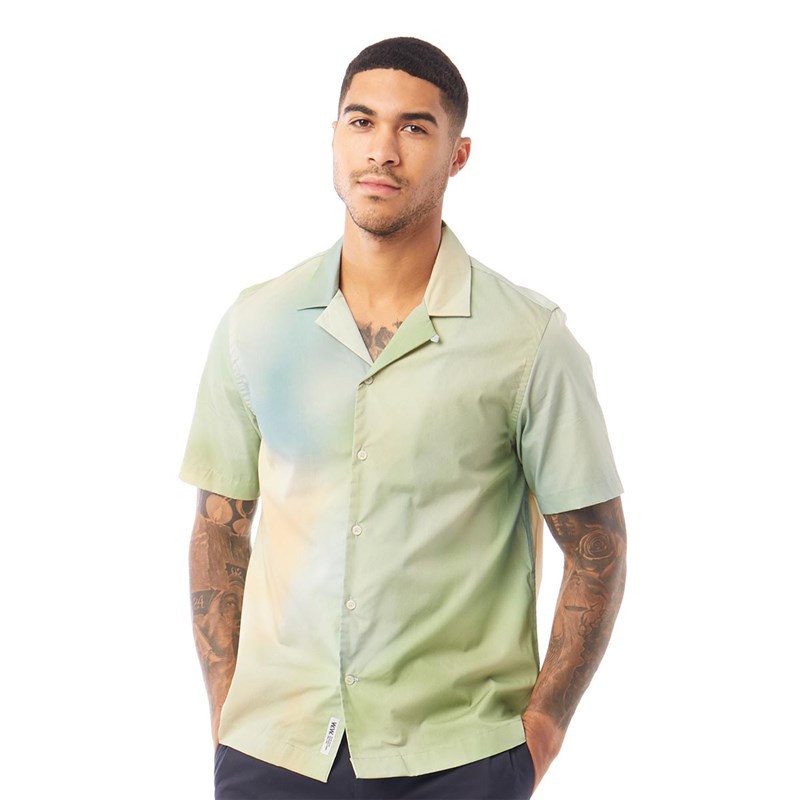 Buy Wood Wood Mens Brandon Short Sleeve Shirt Green AOP