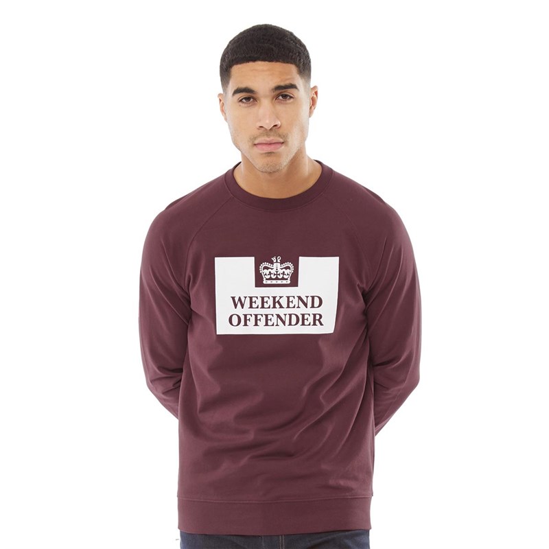 Buy Weekend Offender Mens Shang Classic Sweat Burgundy