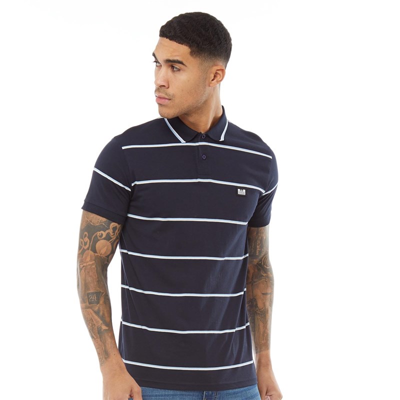 Buy Weekend Offender Mens Lorimer Printed Stripe Polo Navy