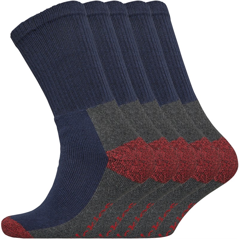 Buy Dickies Mens Five Pack Work Crew Socks Navy