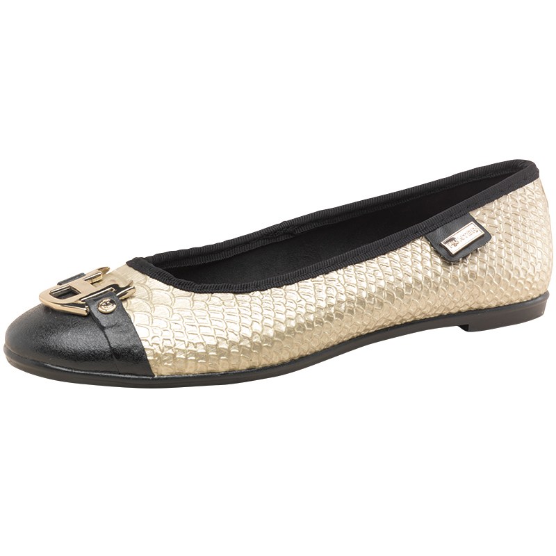 Hunter Womens Sloane Snake Ballet Flats Gold | Plable